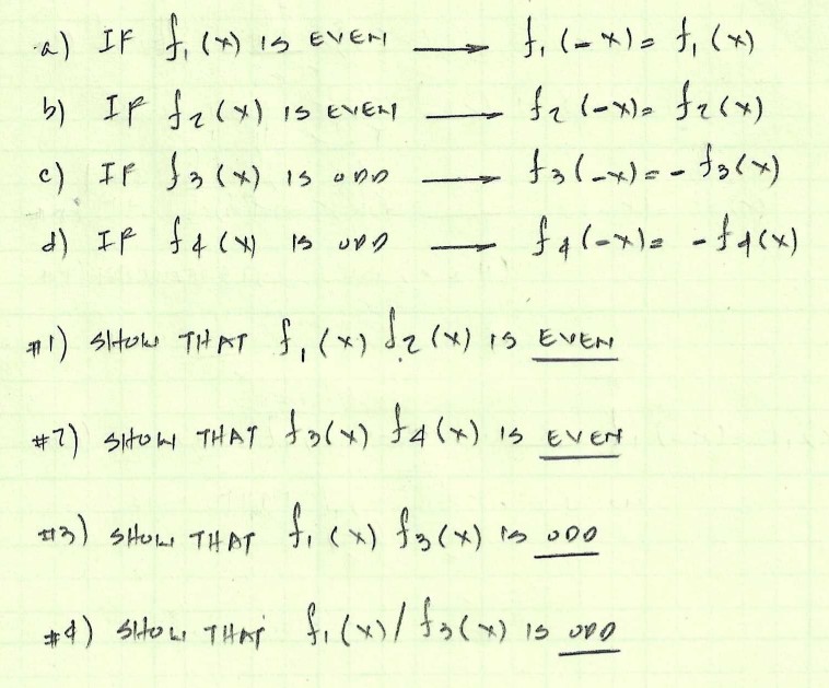 Solved a) ﻿If f1(x) ﻿is EVEN longrightarrowf1(-x)=f1(x)b) | Chegg.com