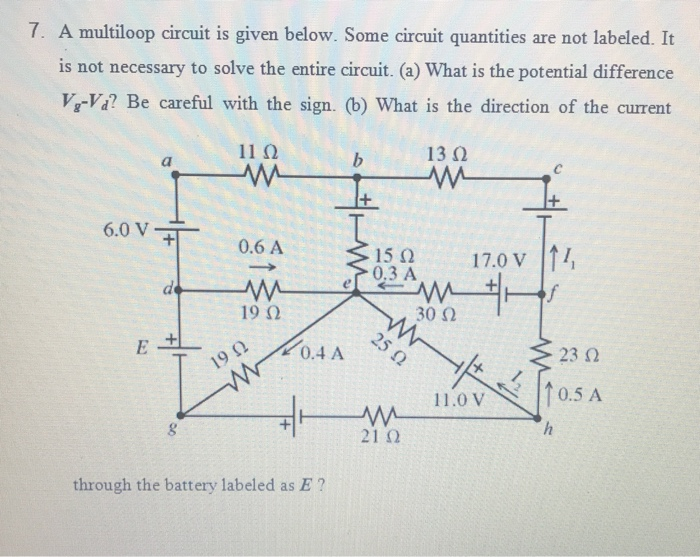 Solved 7. A multiloop circuit is given below. Some circuit | Chegg.com