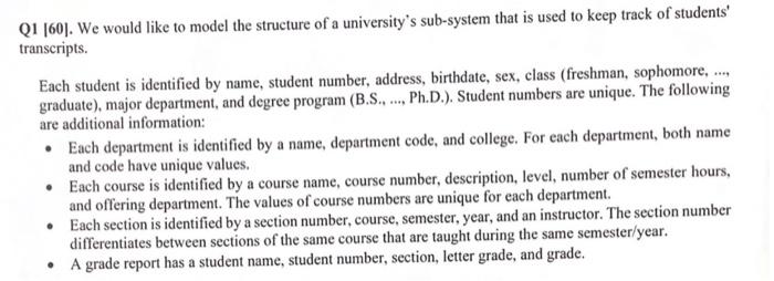 Solved Q1 [60]. We would like to model the structure of a | Chegg.com