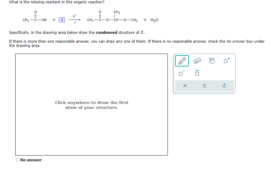 Solved What is the missing reactant in this organic | Chegg.com