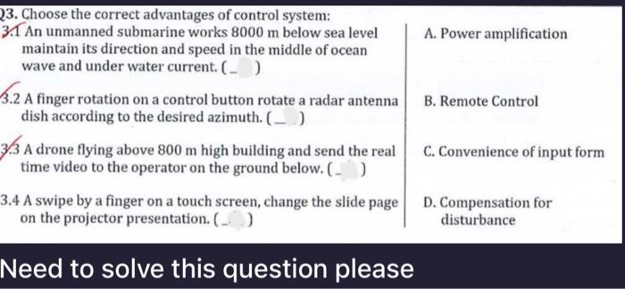 Solved 23. Choose the correct advantages of control system: | Chegg.com