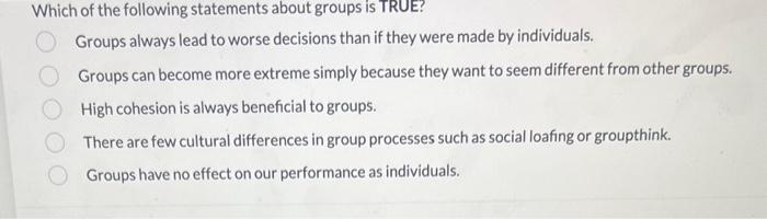 Solved Which of the following statements about groups is | Chegg.com