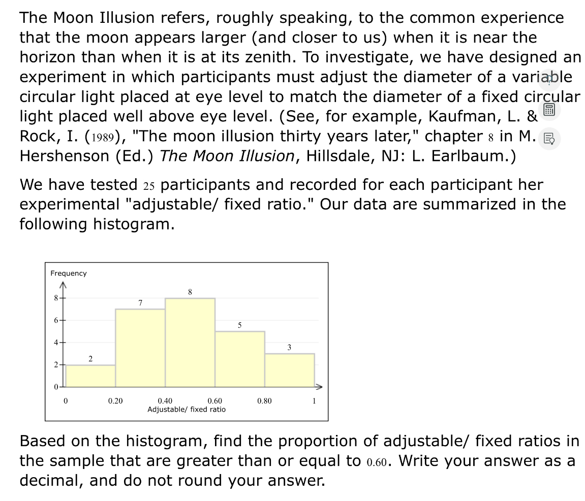 Solved The Moon Illusion refers, roughly speaking, to the | Chegg.com