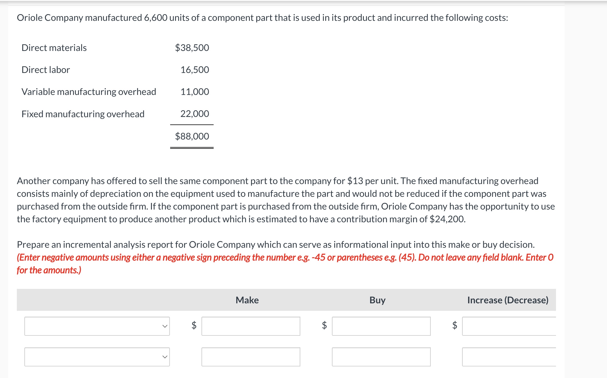 Solved Oriole Company manufactured 6,600 ﻿units of a | Chegg.com