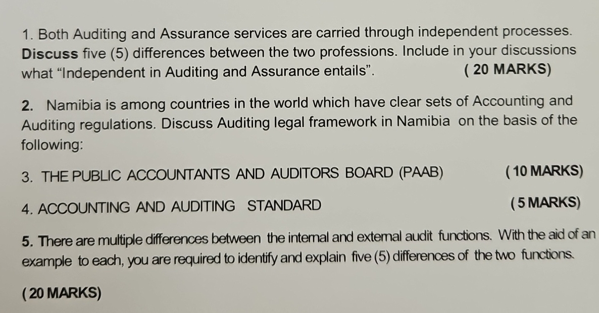 Both Auditing and Assurance services are carried | Chegg.com