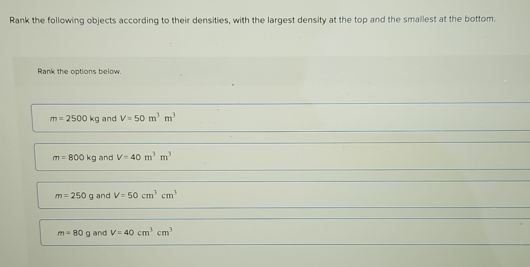Solved Rank the following objects according to their | Chegg.com