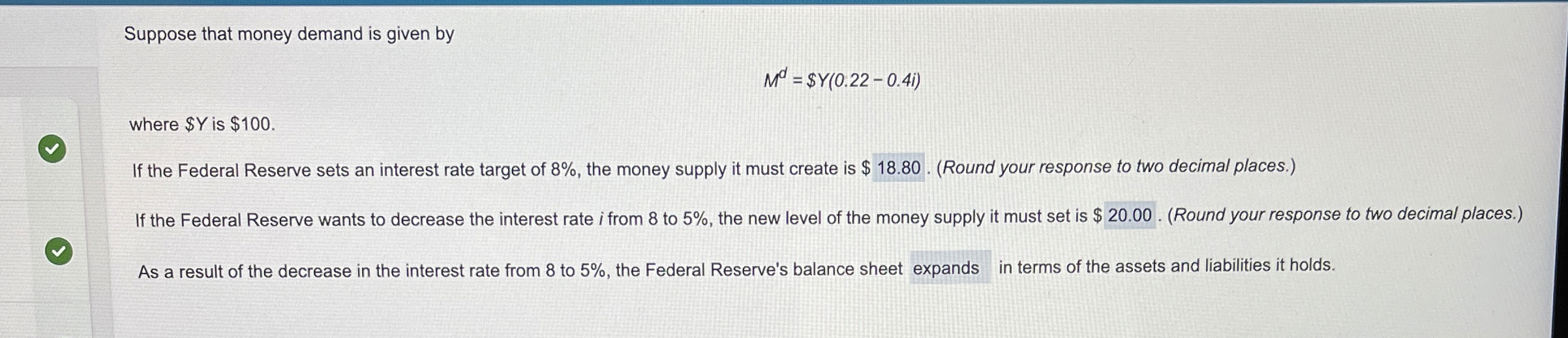 Solved Suppose that money demand is given | Chegg.com