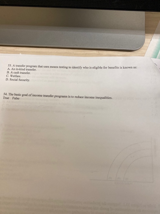 Solved 53. A transfer program that uses means testing to | Chegg.com