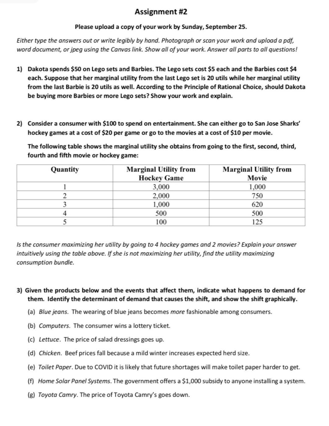Solved Assignment #2 Please upload a copy of your work by | Chegg.com