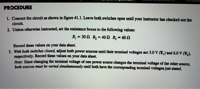 TO SUDOC PROCEDURE 1. Connect the circuit as shown in | Chegg.com