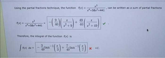 Solved Using the partial fractions technique, the function | Chegg.com