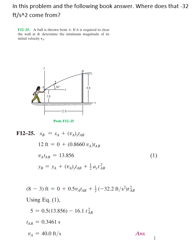 Solved F12-25. ﻿A ball is thrown from A. ﻿If it is required | Chegg.com
