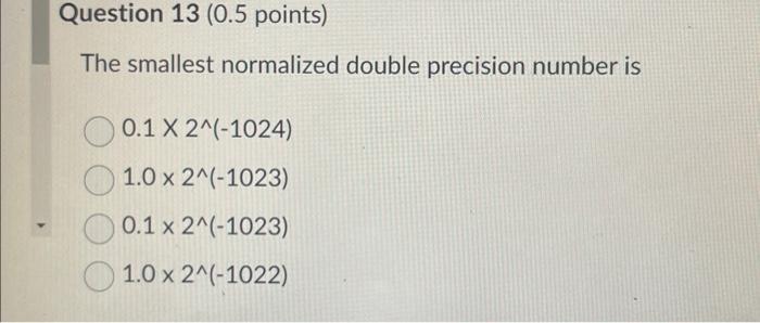 Solved The smallest normalized double precision number is | Chegg.com