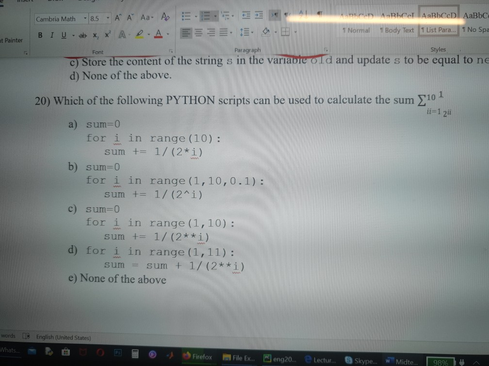 Solved Aa A GE Cambria Math BIU - - 8.5 - A A x x A ABC ABCD | Chegg.com