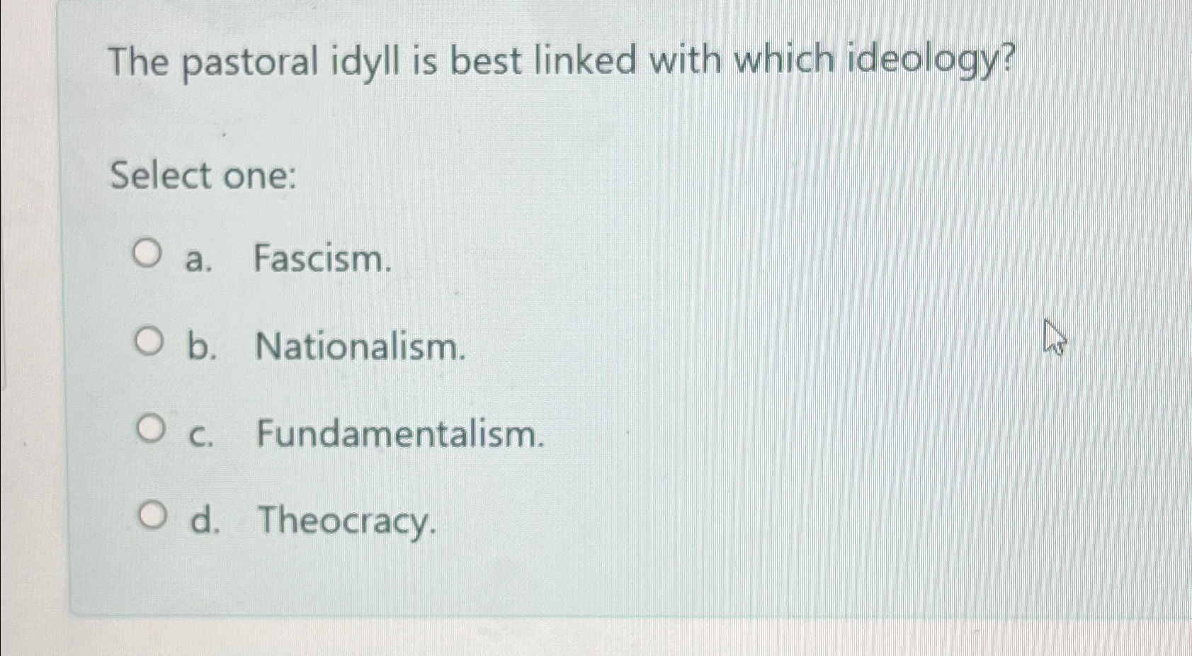 Solved The pastoral idyll is best linked with which | Chegg.com