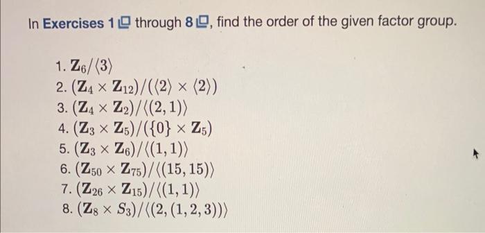 Solved In Exercises 1 through 8 ㅁ, find the order of the | Chegg.com