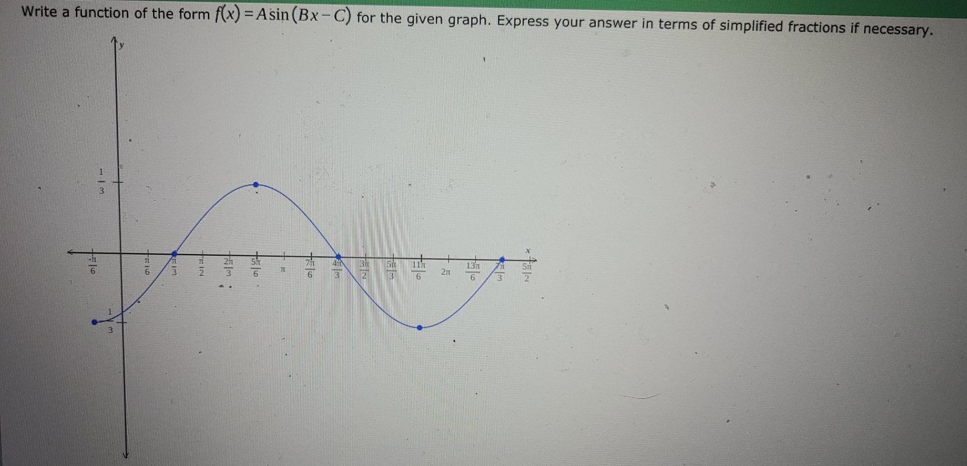 Solved Write a function of the form f(x) = Asin (Bx-C) for | Chegg.com