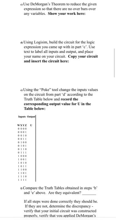 Solved Procedure 1: Applying DeMorgan's Laws When DeMorgan's | Chegg.com