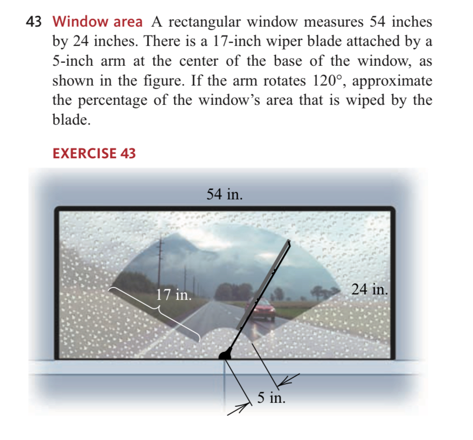 Solved 43 ﻿Window area A rectangular window measures 54 | Chegg.com