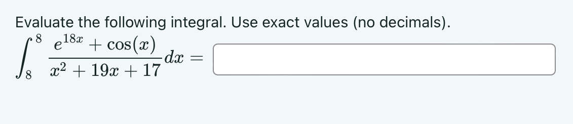 Solved Evaluate the following integral. Use exact values (no | Chegg.com