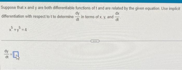 Solved Suppose that x and y are both differentiable | Chegg.com
