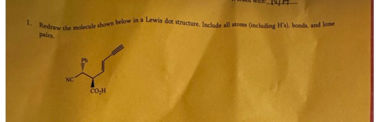Solved Redraw the molecule shown below in a Lewis dot | Chegg.com