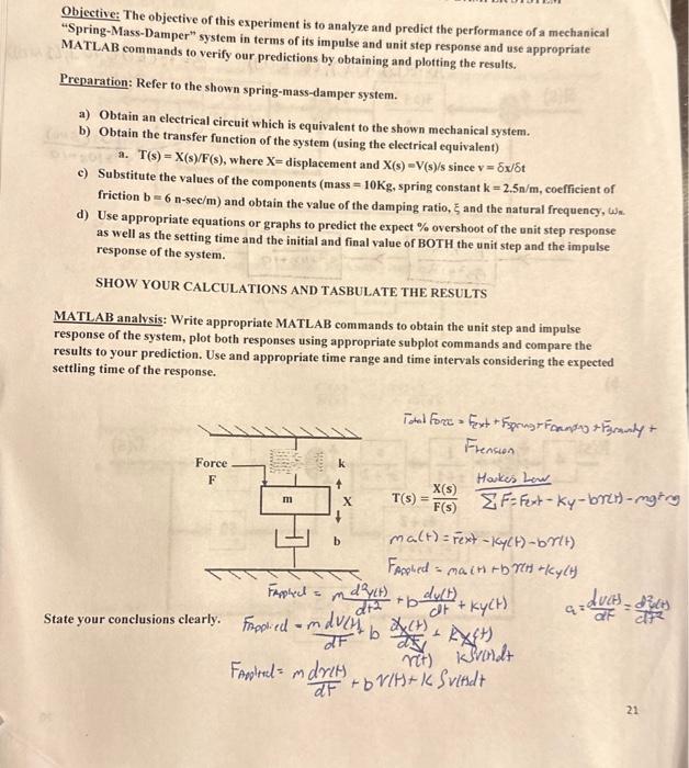 Solved Show Matlab code for impulse and step response of a | Chegg.com