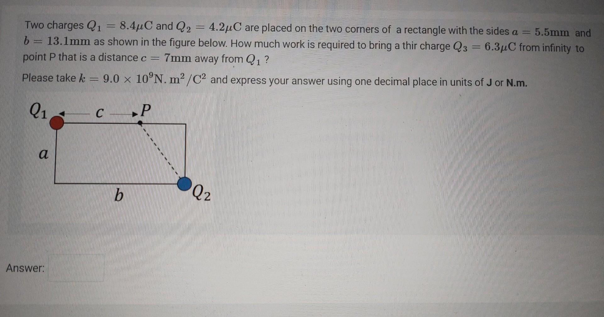 Solved Two charges Q1=8.4μC and Q2=4.2μC are placed on the | Chegg.com