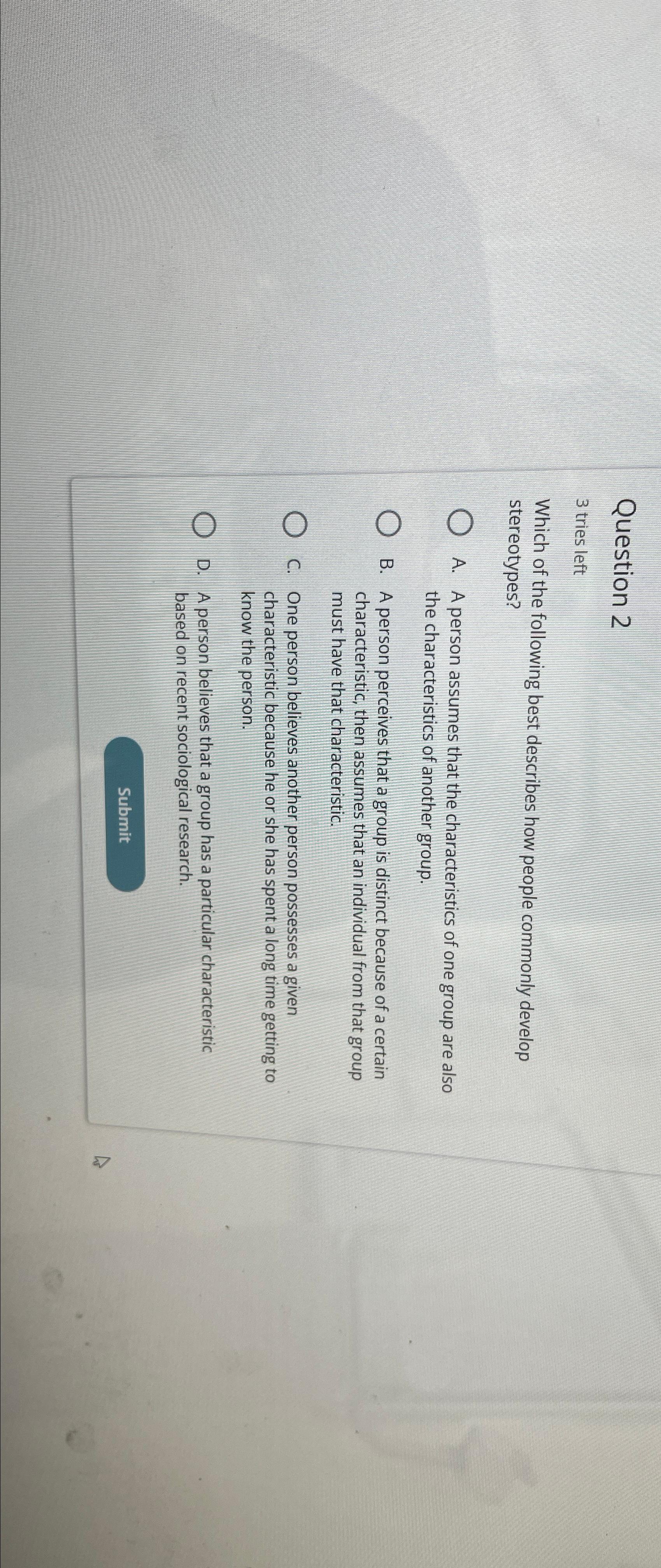 Solved Question 23 ﻿tries leftWhich of the following best | Chegg.com