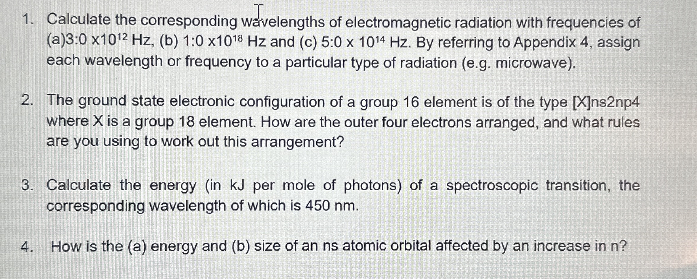 Solved Calculate the corresponding wavelengths of | Chegg.com