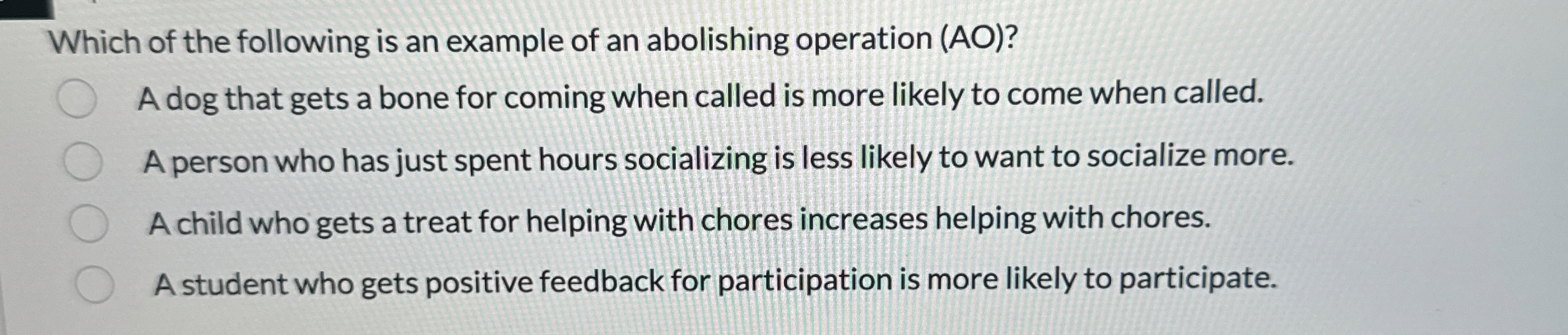 Solved Which of the following is an example of an abolishing | Chegg.com