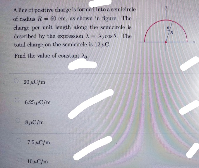 Solved A line of positive charge is formed into a semicircle | Chegg.com