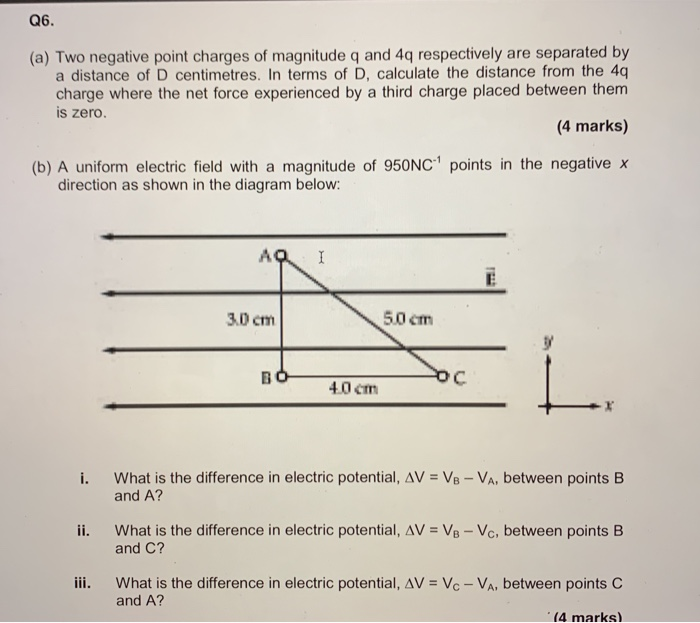 Solved Q6. (a) Two negative point charges of magnitude q and | Chegg.com