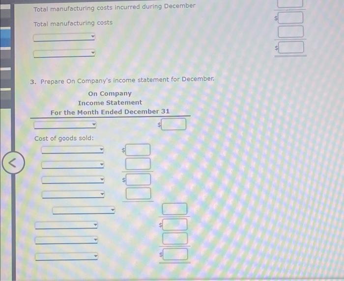 Solved Manufacturing Income Statement, Statement of Cost of | Chegg.com