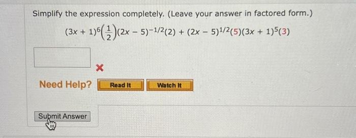 Solved Simplify the expression completely. (Leave your | Chegg.com