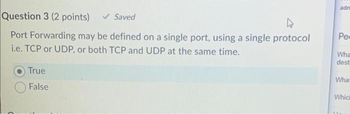 Solved Port Forwarding may be defined on a single port, | Chegg.com