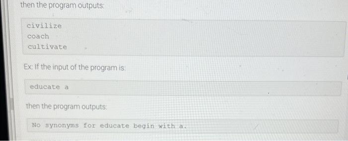 Solved Given a set of text files containing synonyms for | Chegg.com