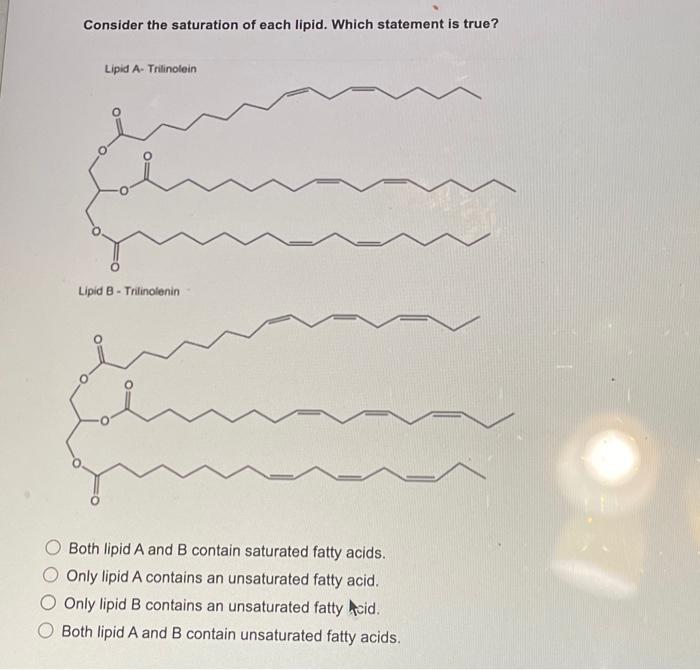 Solved Consider the saturation of each lipid. Which | Chegg.com