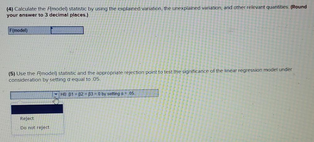 Solved Model: y = 6 + 1x1 + 62x2 + 83x3 + € Sample size: n= | Chegg.com