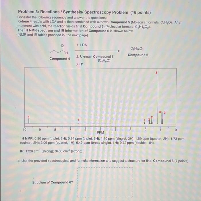 Solved Problem 3: Reactions / Synthesis/ Spectroscopy | Chegg.com Solved Problem 3: Reactions / Synthesis/ Spectroscopy | Chegg.com