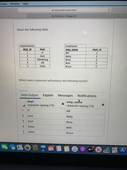 Solved marks Window Help A mcla instructure.com My Overview | Chegg.com