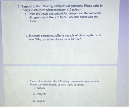 Solved Respond to the following statements or questions. | Chegg.com
