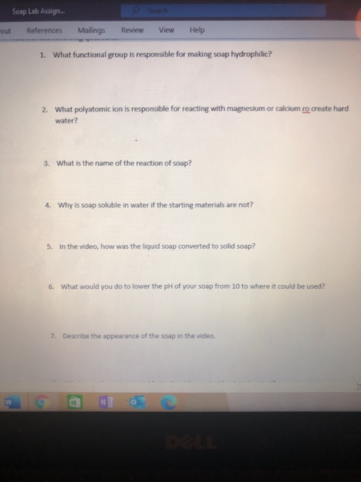 Solved Soap Lab Assign Out References Mailings Review