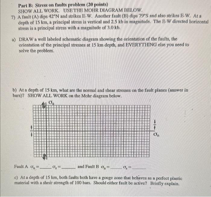 Solved Part B: Stress on faults problem ( 20 points) SHOW | Chegg.com