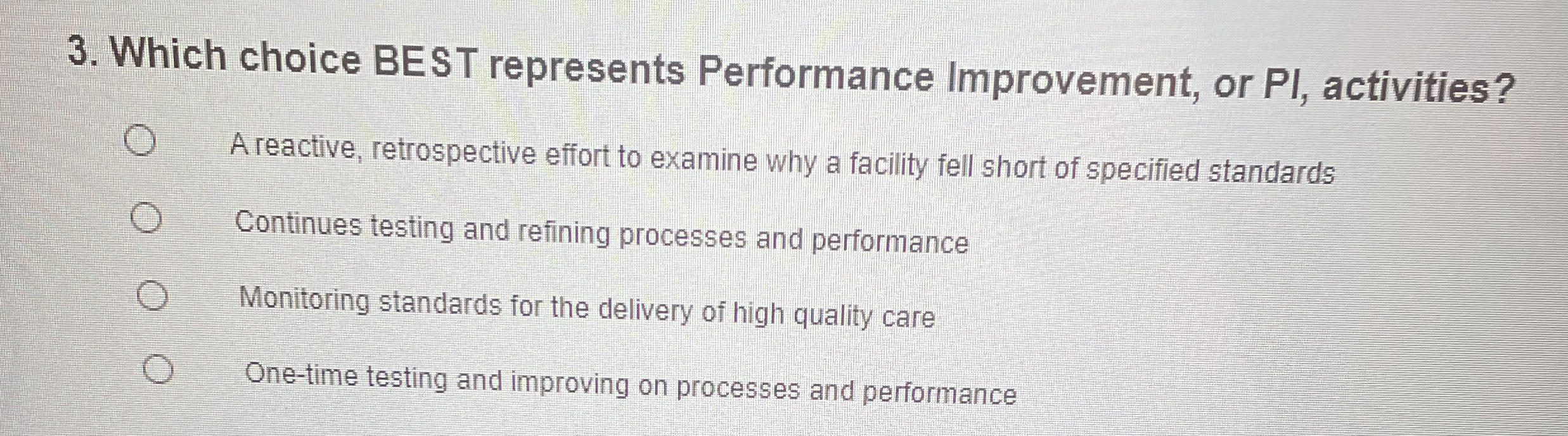 Solved Which choice BEST represents Performance Improvement, | Chegg.com