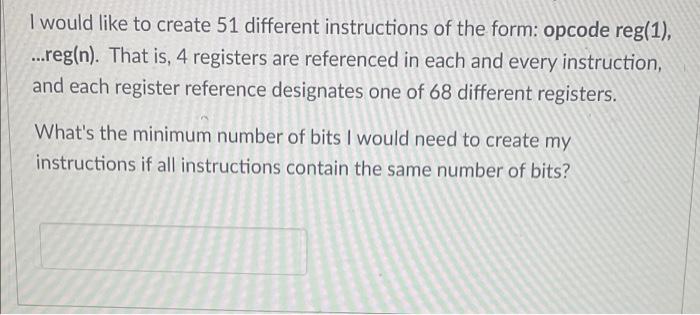 Solved I would like to create 51 different instructions of | Chegg.com
