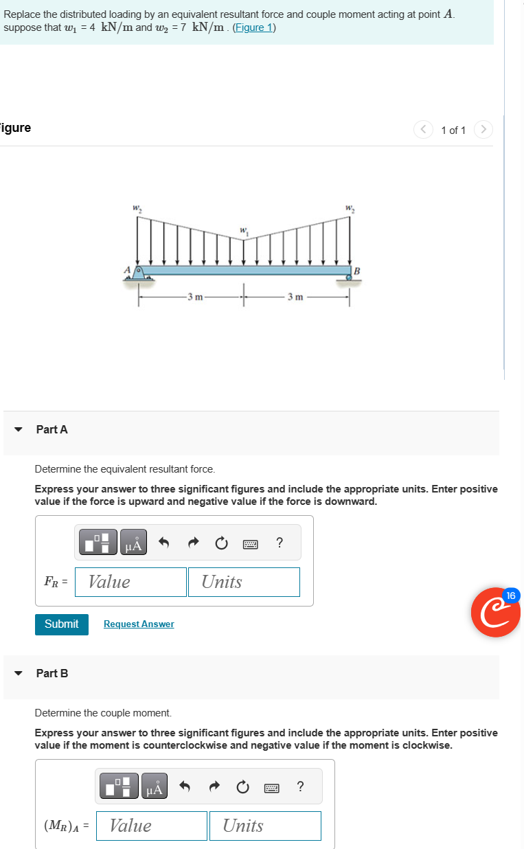 Replace the distributed loading by an equivalent | Chegg.com