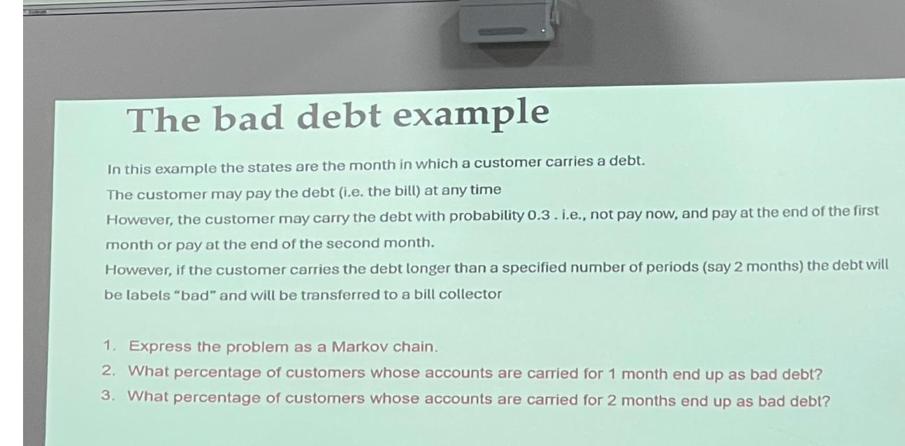 Solved The bad debt exampleIn this example the states are | Chegg.com