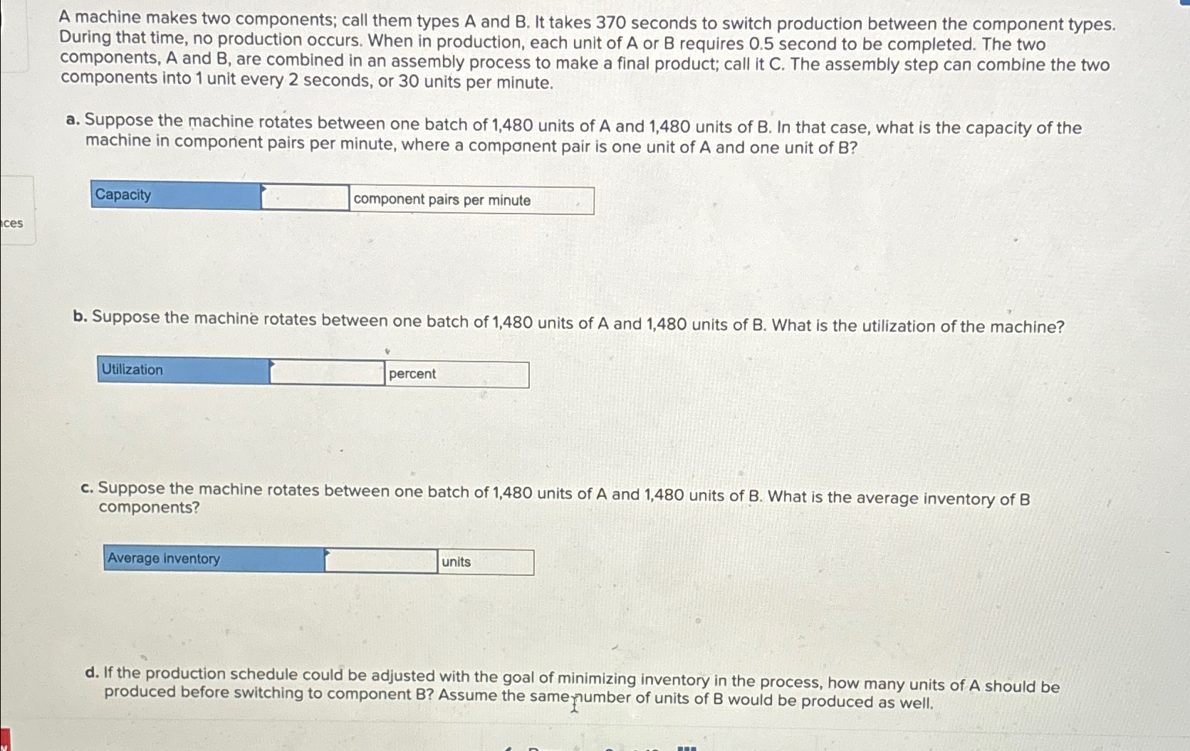 Solved A machine makes two components; call them types A and | Chegg.com