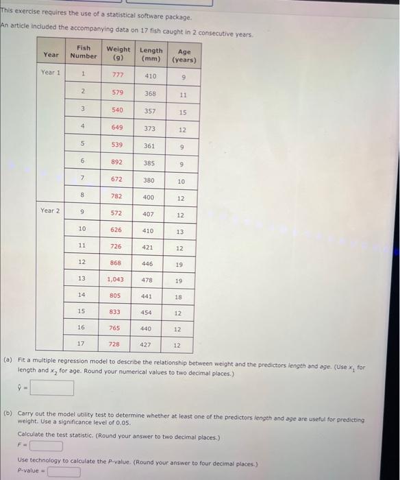 Solved This exercise requires the use of a statistical | Chegg.com